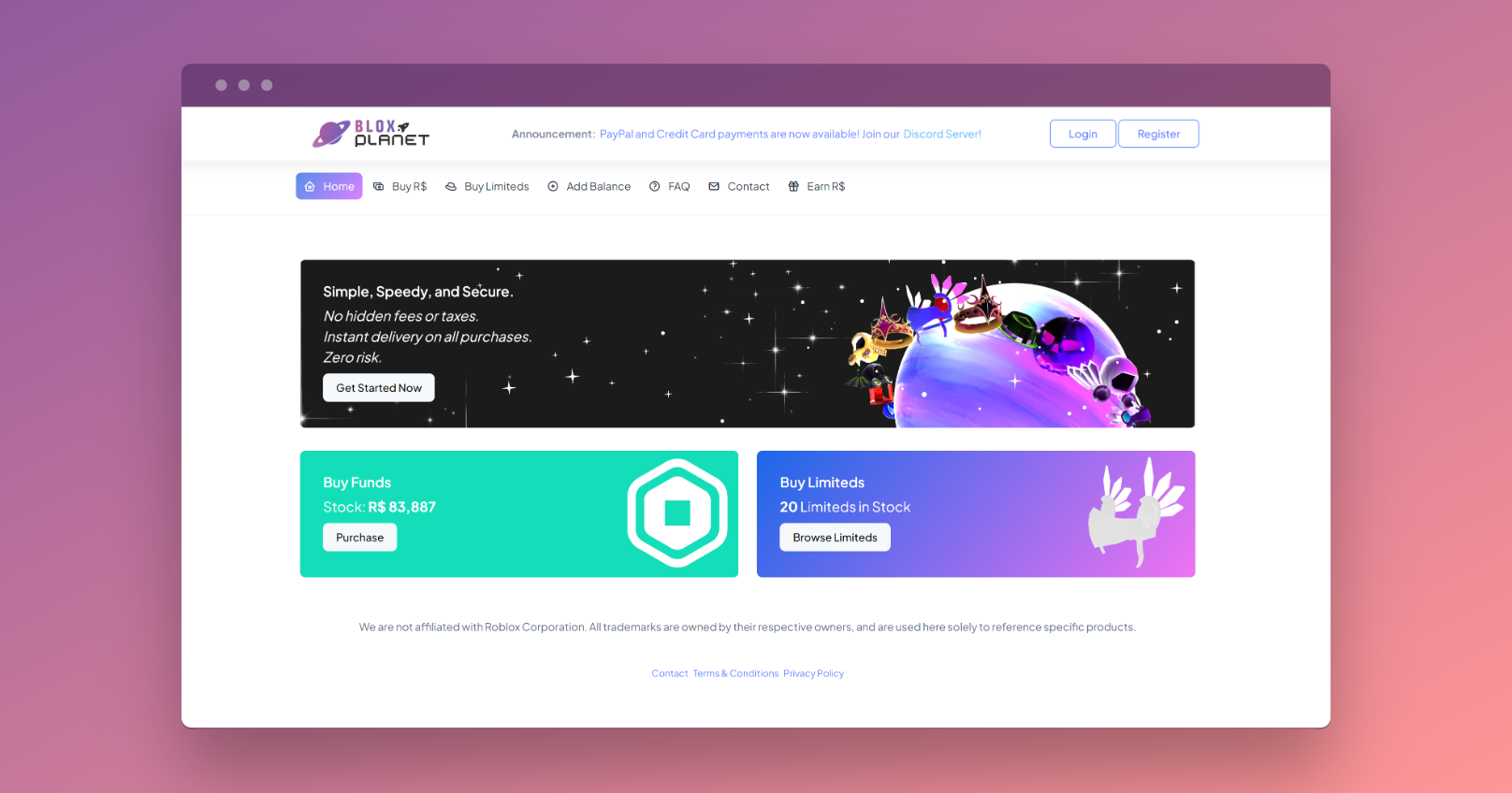 BloxPlanet - #1 R$ and Limiteds Marketplace